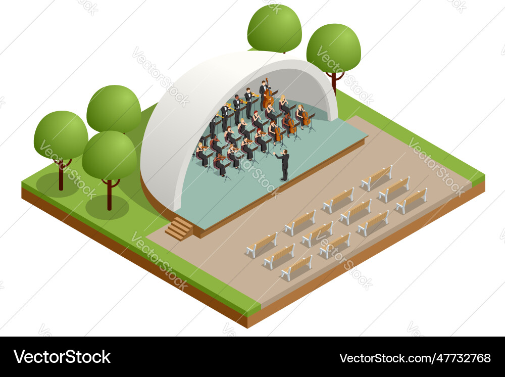 Isometric symphony orchestra symphonic string Vector Image