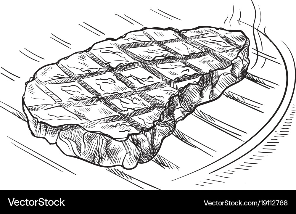 Meat steak on grill isolated white background Vector Image