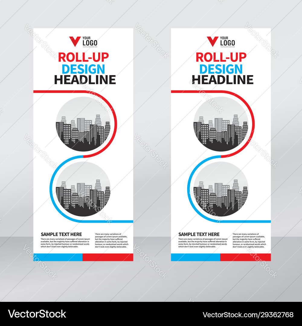Roll up banner vertical design template Royalty Free Vector