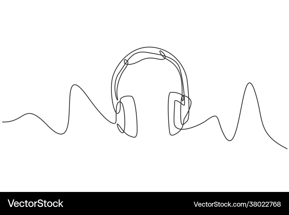 Single continuous line drawing headphone Vector Image