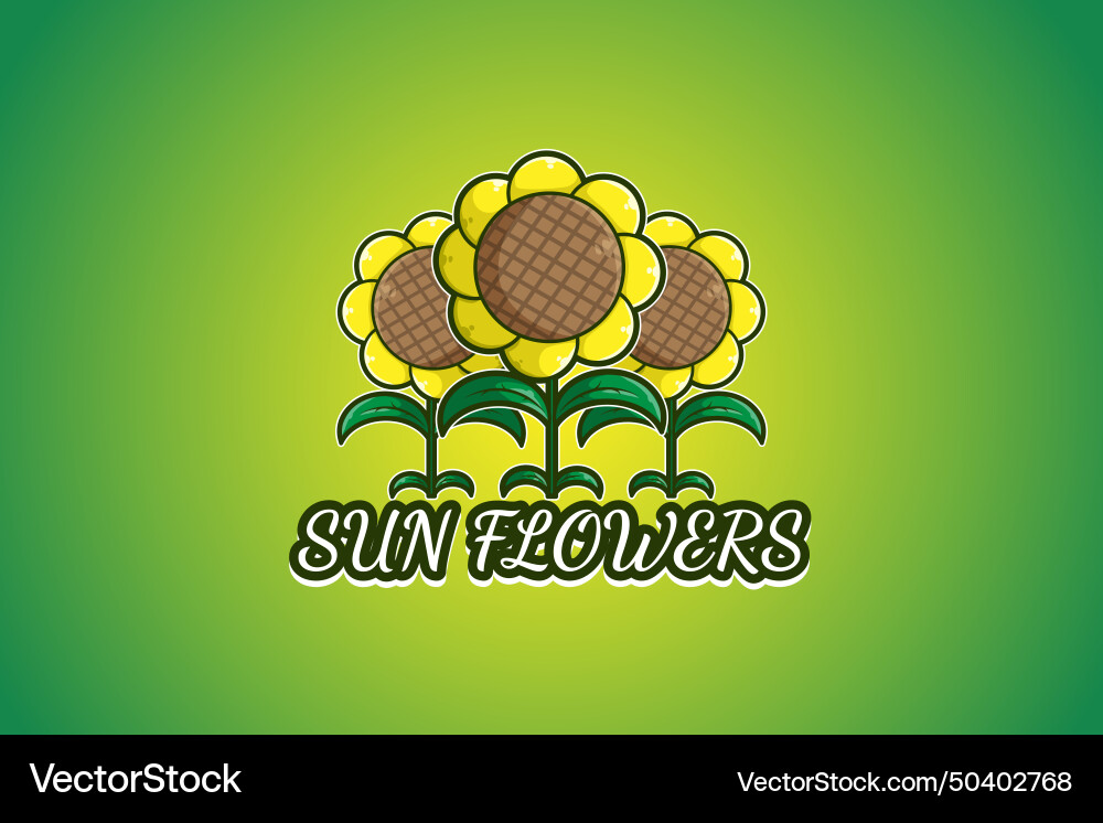 Three flower logo cartoon Royalty Free Vector Image