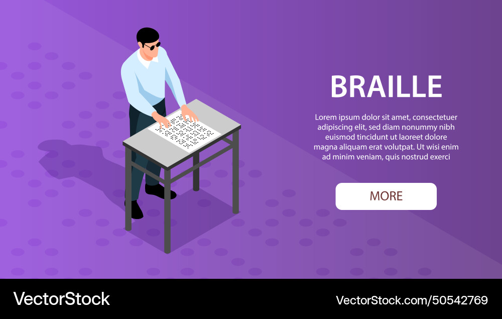 Blind braille reading banner Royalty Free Vector Image