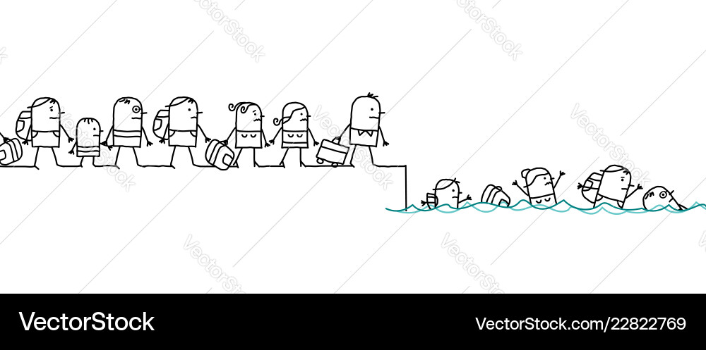Cartoon migrating people Royalty Free Vector Image
