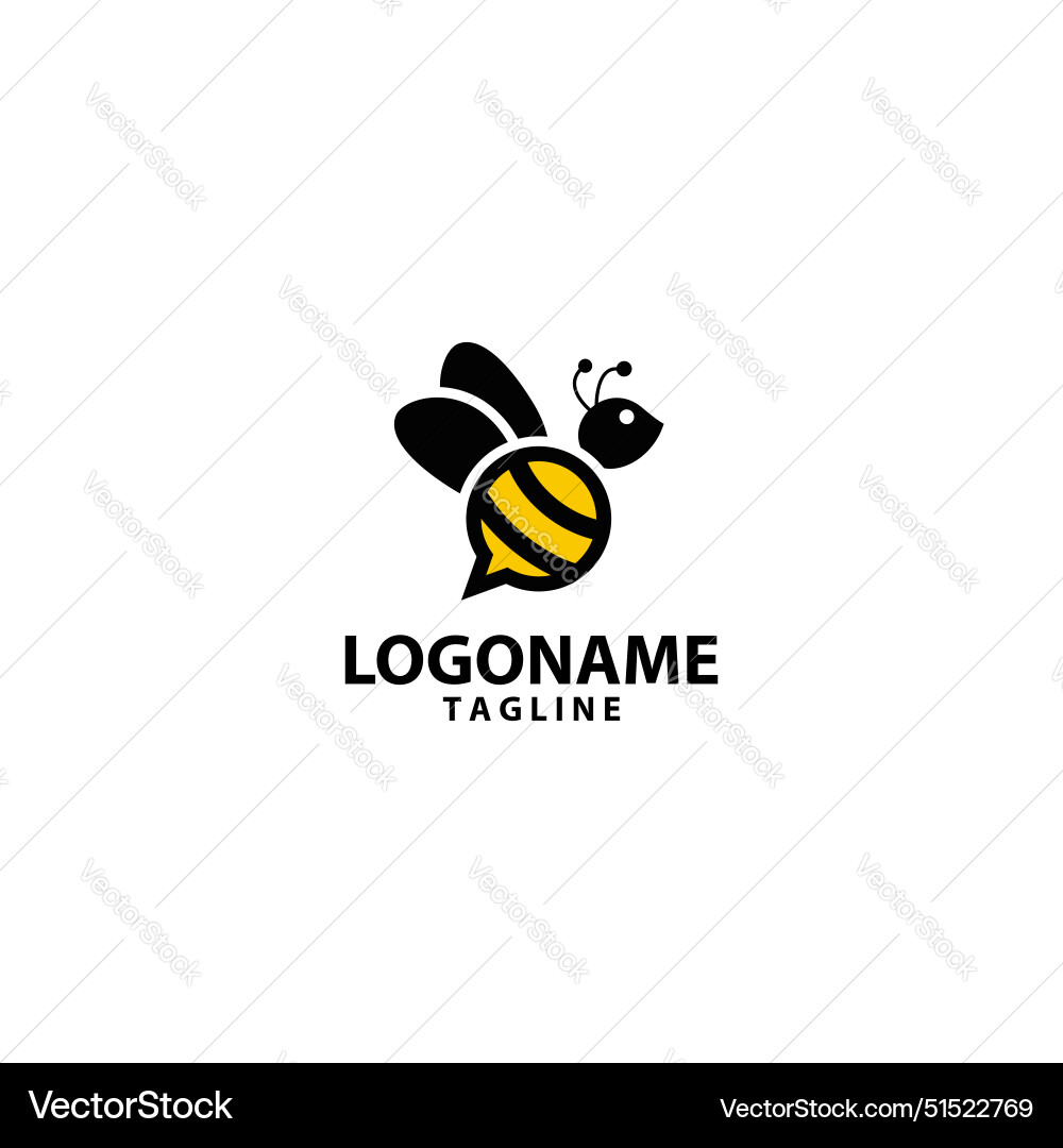 Chat bee logo design Royalty Free Vector Image