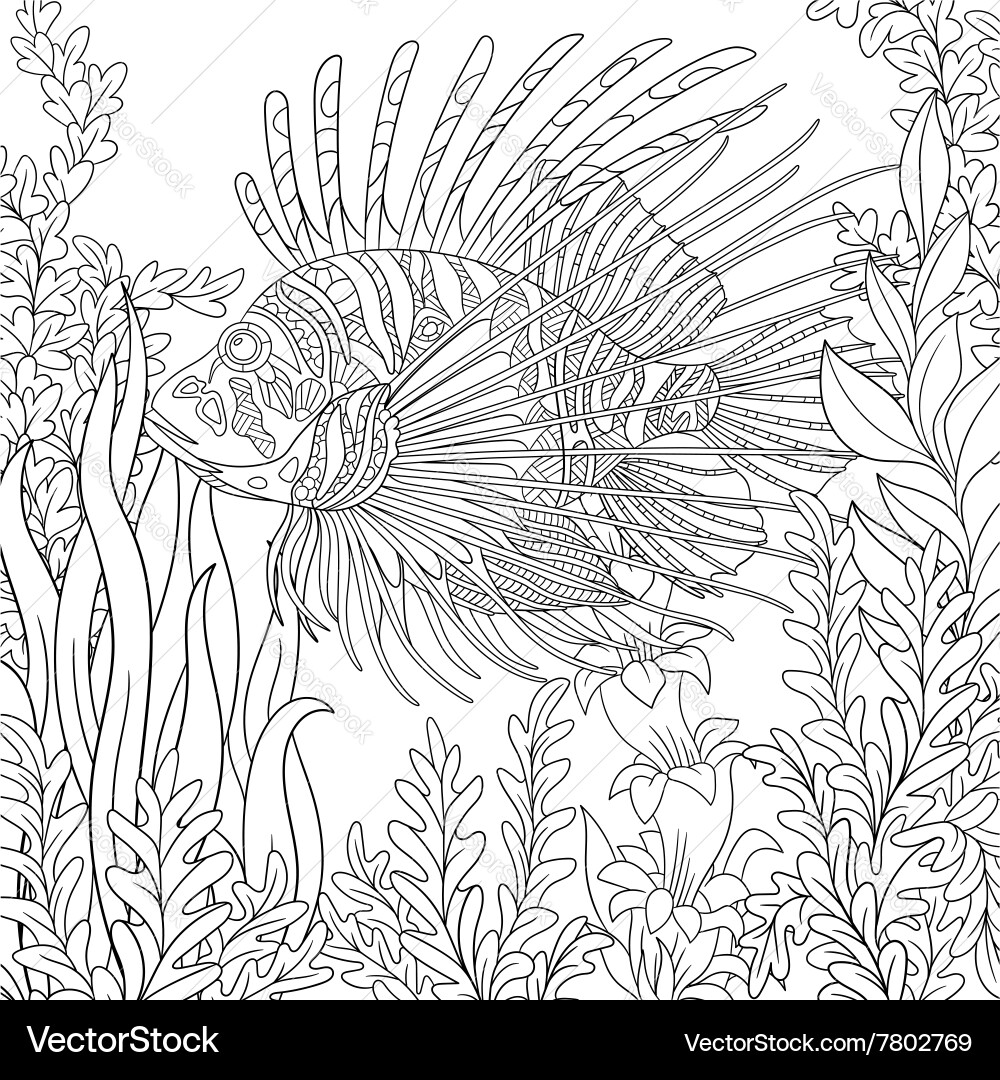 Entangle stylized cartoon zebrafish Royalty Free Vector