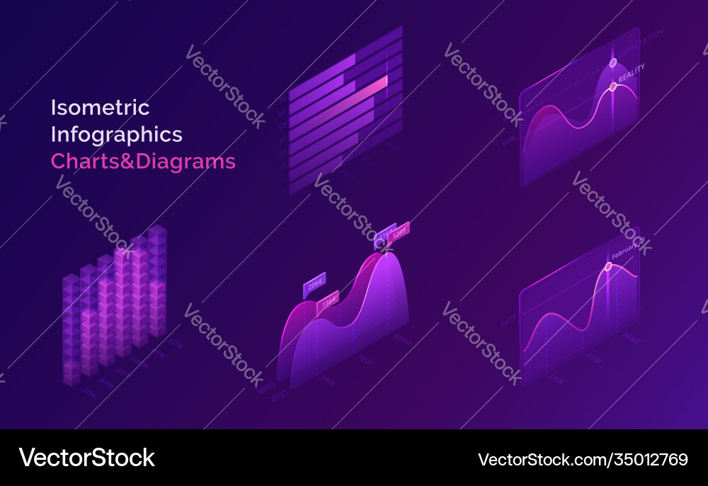 Isometric infographic charts and diagrams Vector Image