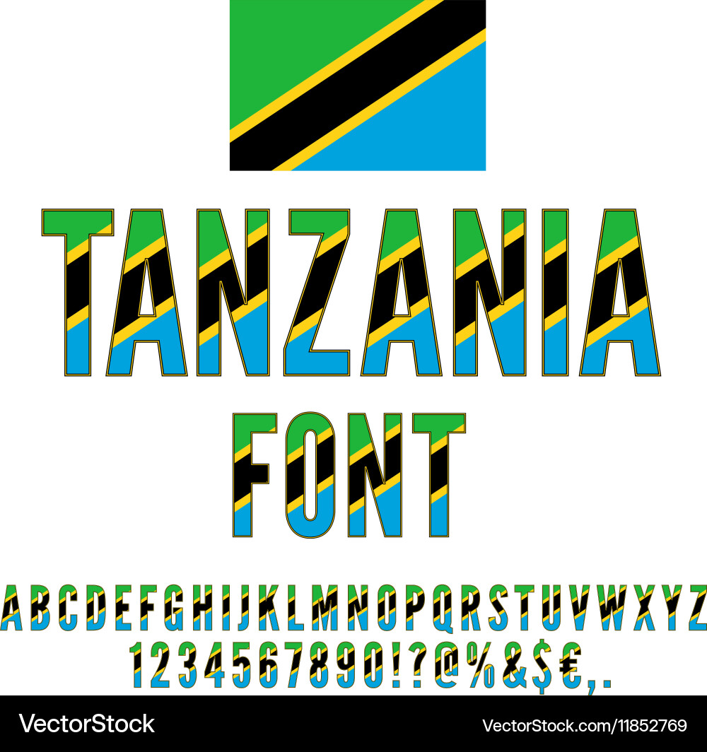 National flag font Royalty Free Vector Image - VectorStock