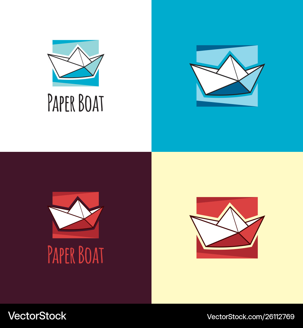 Paper boat logo and icon Royalty Free Vector Image