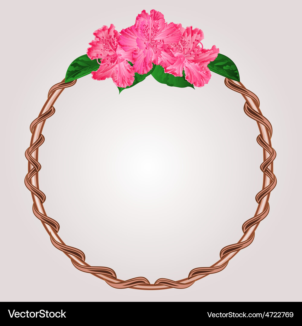Round frame with rhododendron greeting card Vector Image