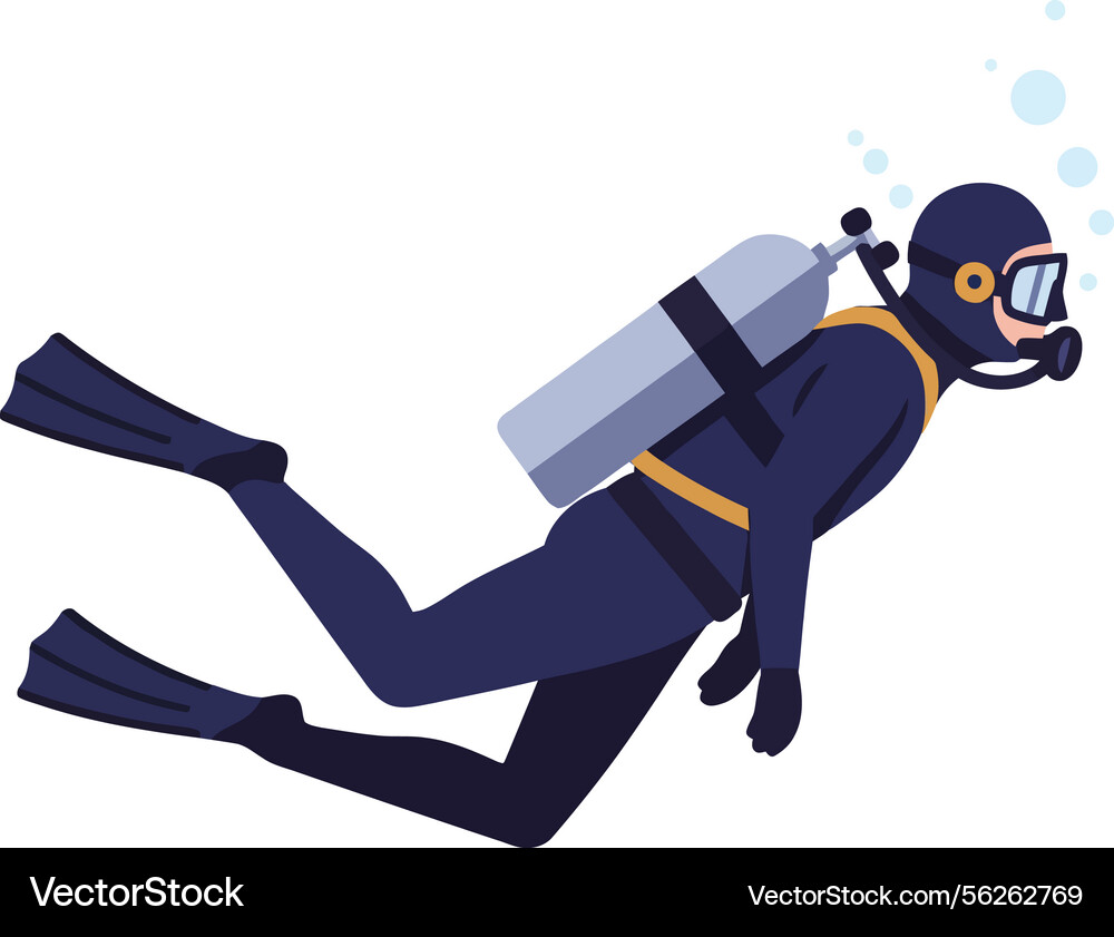 Scuba diver exploring underwater depths in flat Vector Image
