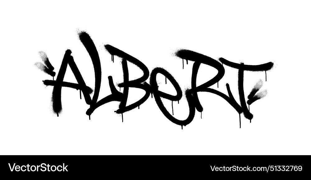 Sprayed albert name with overspray in black over Vector Image