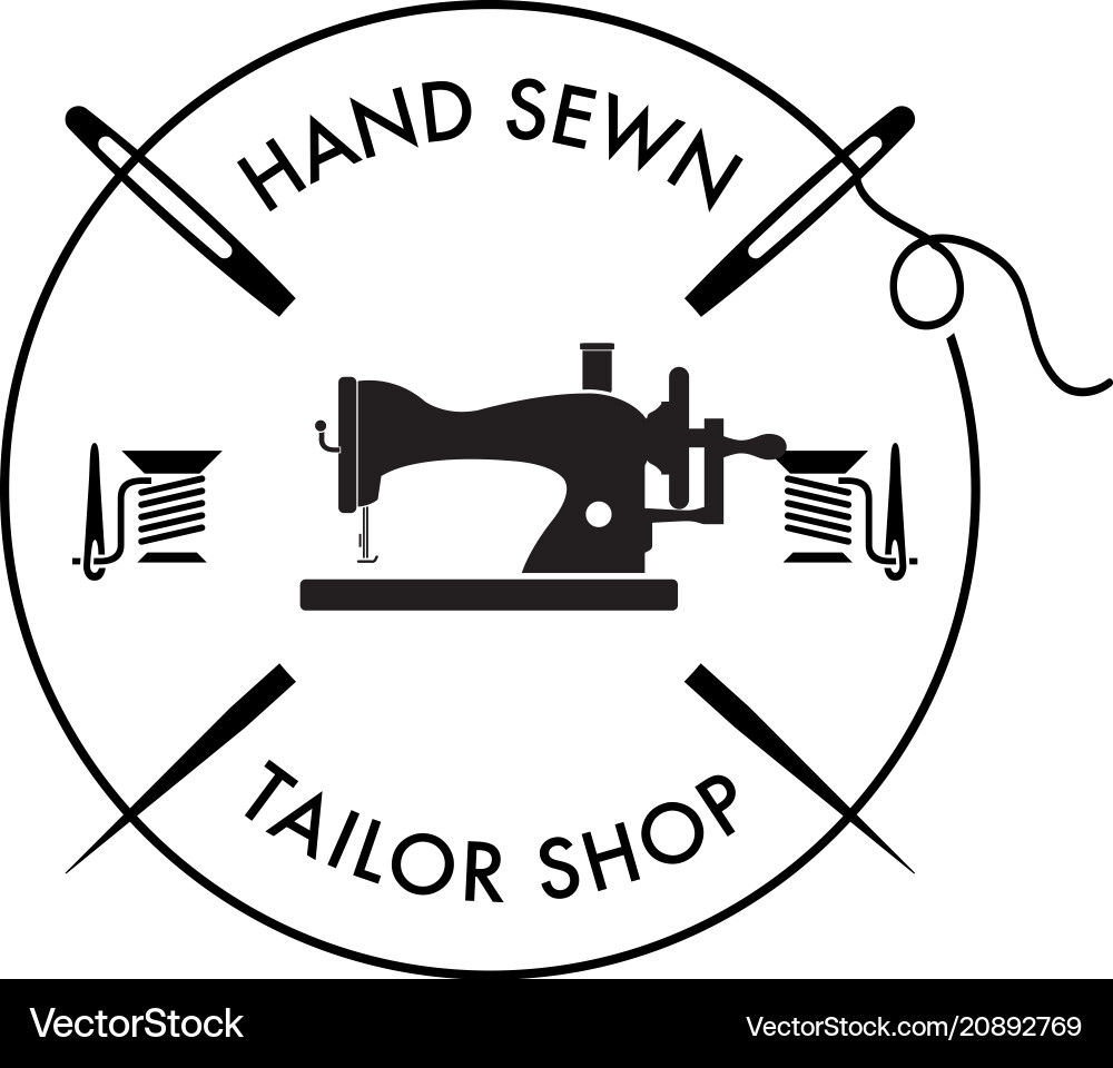 Vintage sewing machine logo Royalty Free Vector Image