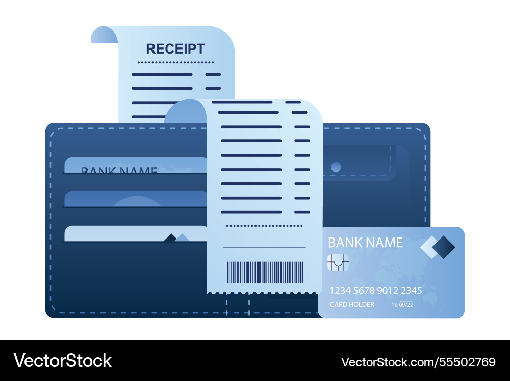 Wallet credit cards and receipt billpurchase Vector Image