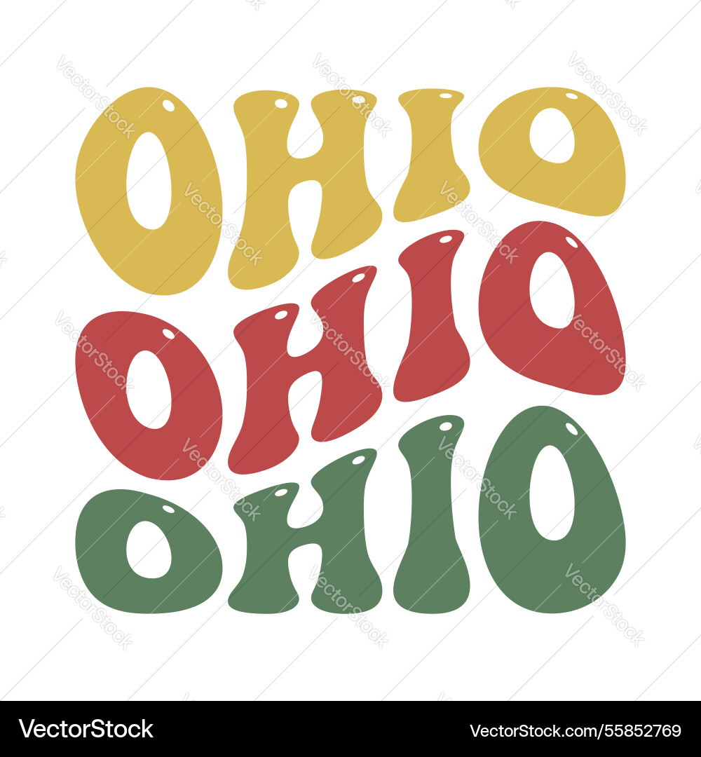 Wavy ohio usa lettering design Royalty Free Vector Image