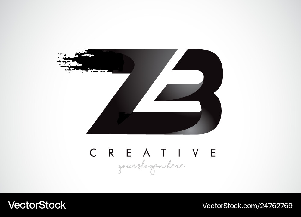 Zb letter design with brush stroke and modern 3d Vector Image