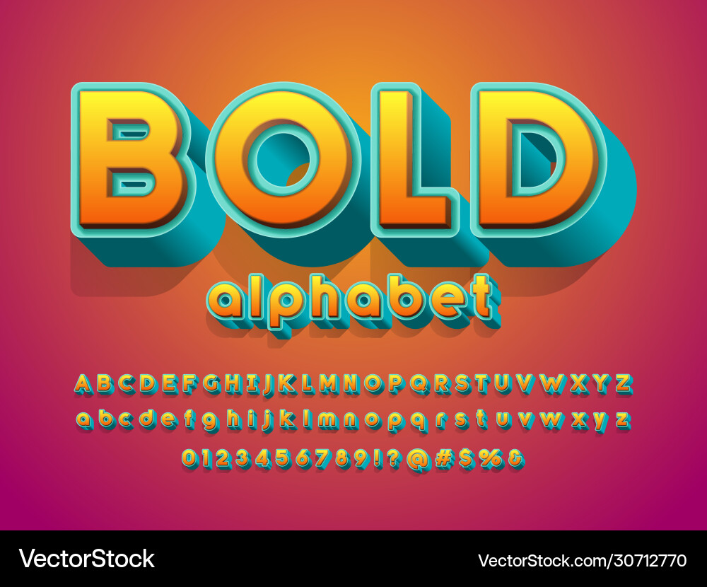 3d bold font Royalty Free Vector Image - VectorStock