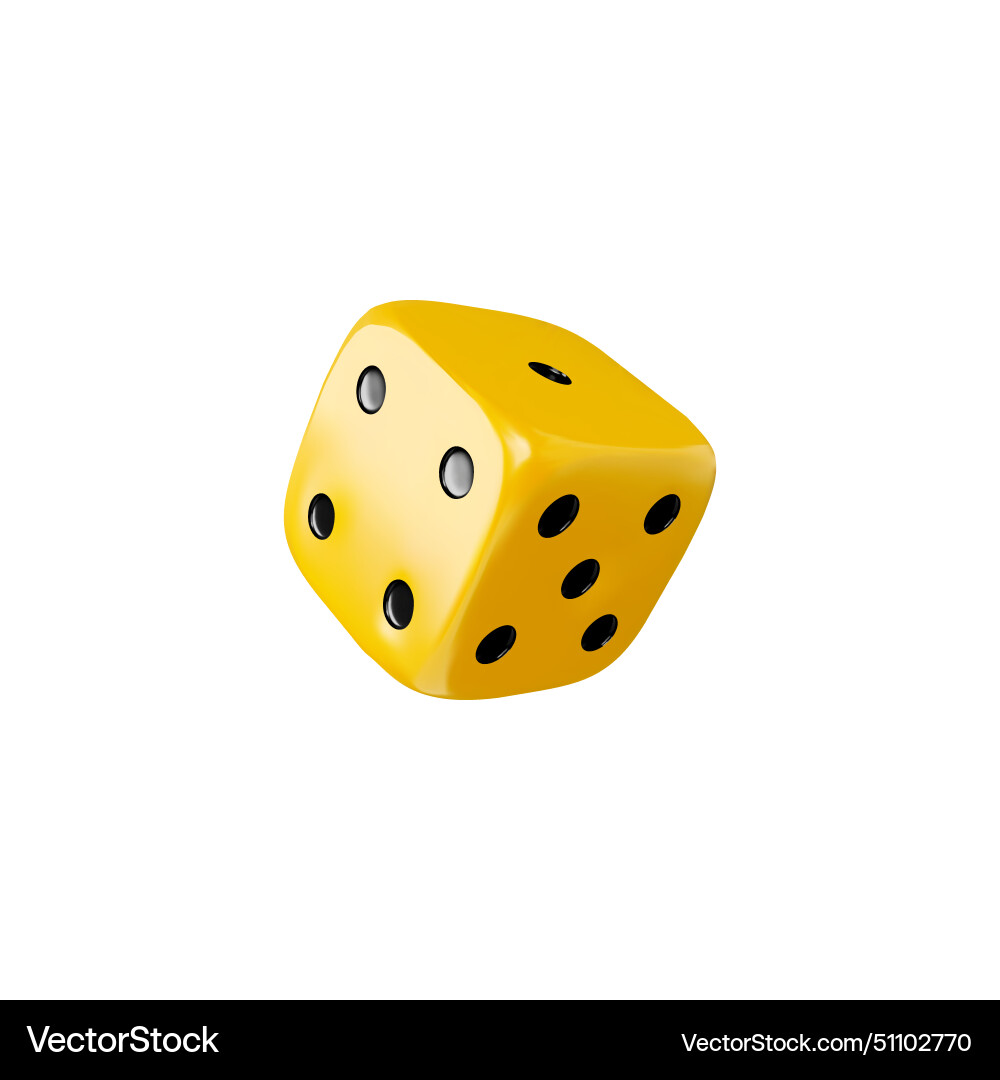 3d of a yellow dice Royalty Free Vector Image - VectorStock