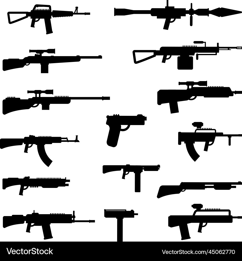 Automatic guns battle game weapons pistol shotgun Vector Image