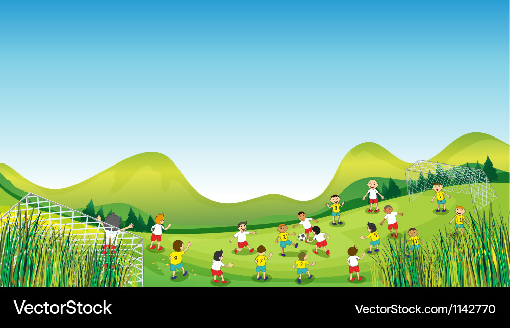 Children playing football Royalty Free Vector Image