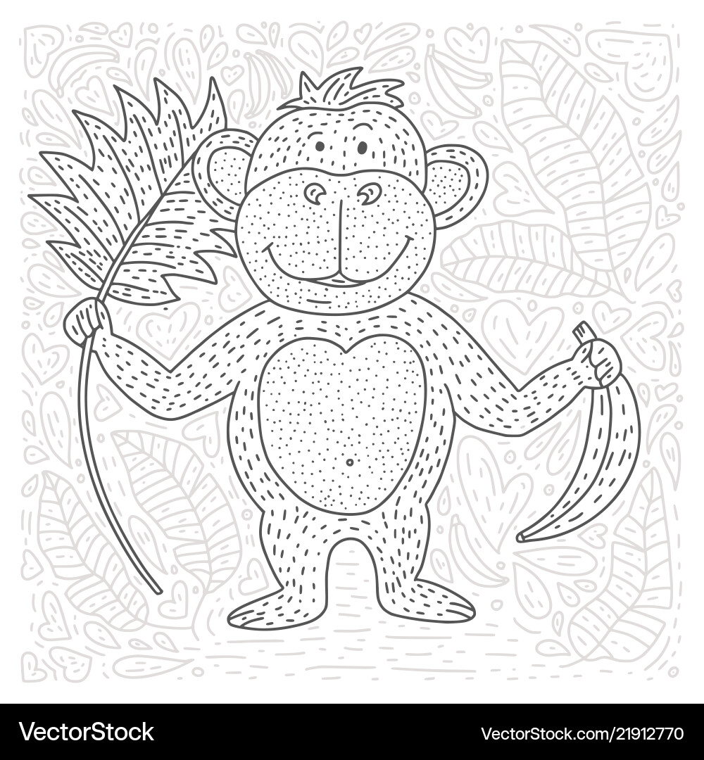 Coloring page with cartoon doodle animal Vector Image