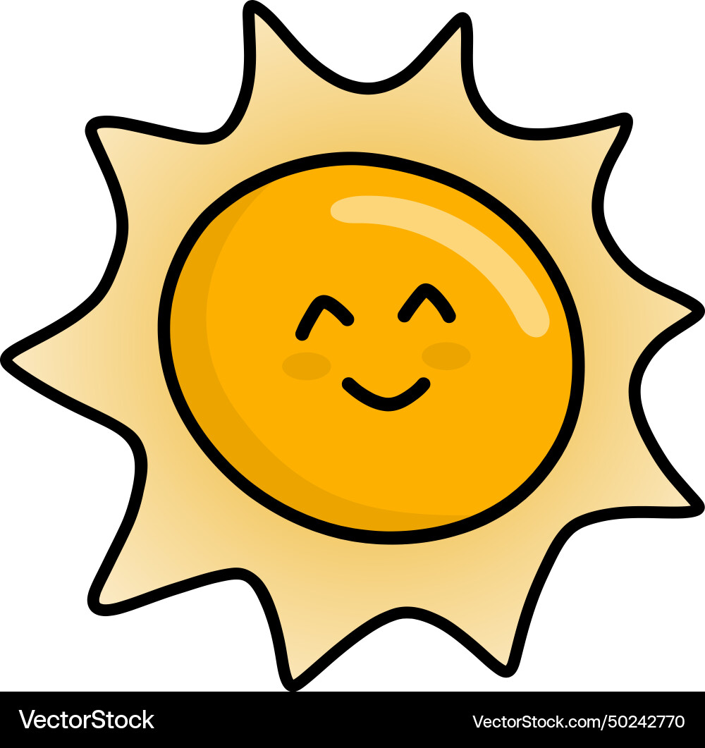 Cute sun doodle drawing kawaii Royalty Free Vector Image