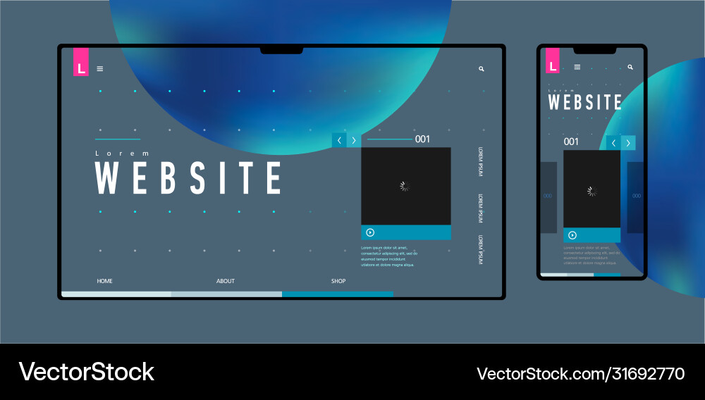 Mobile and desktop website template interface Vector Image