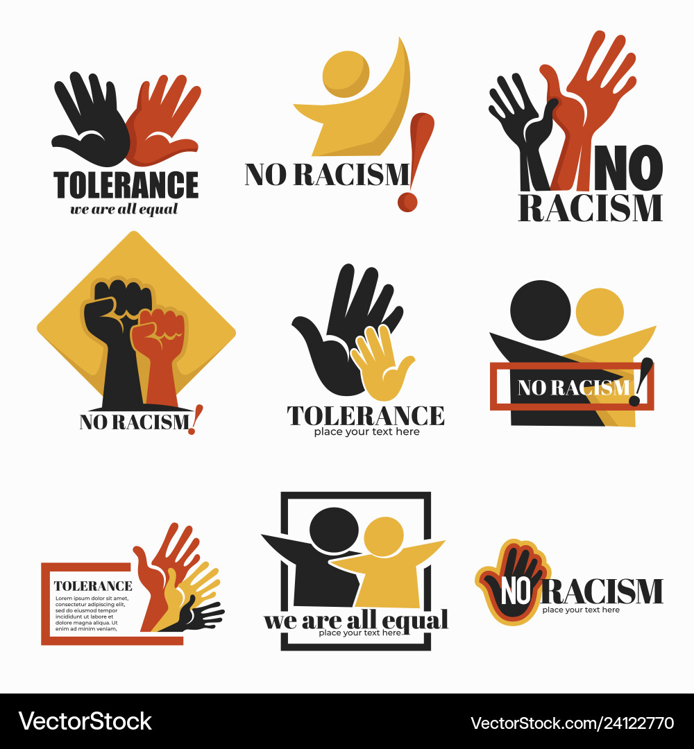 No Racism & Tolerance Icons Royalty Free Vector Image