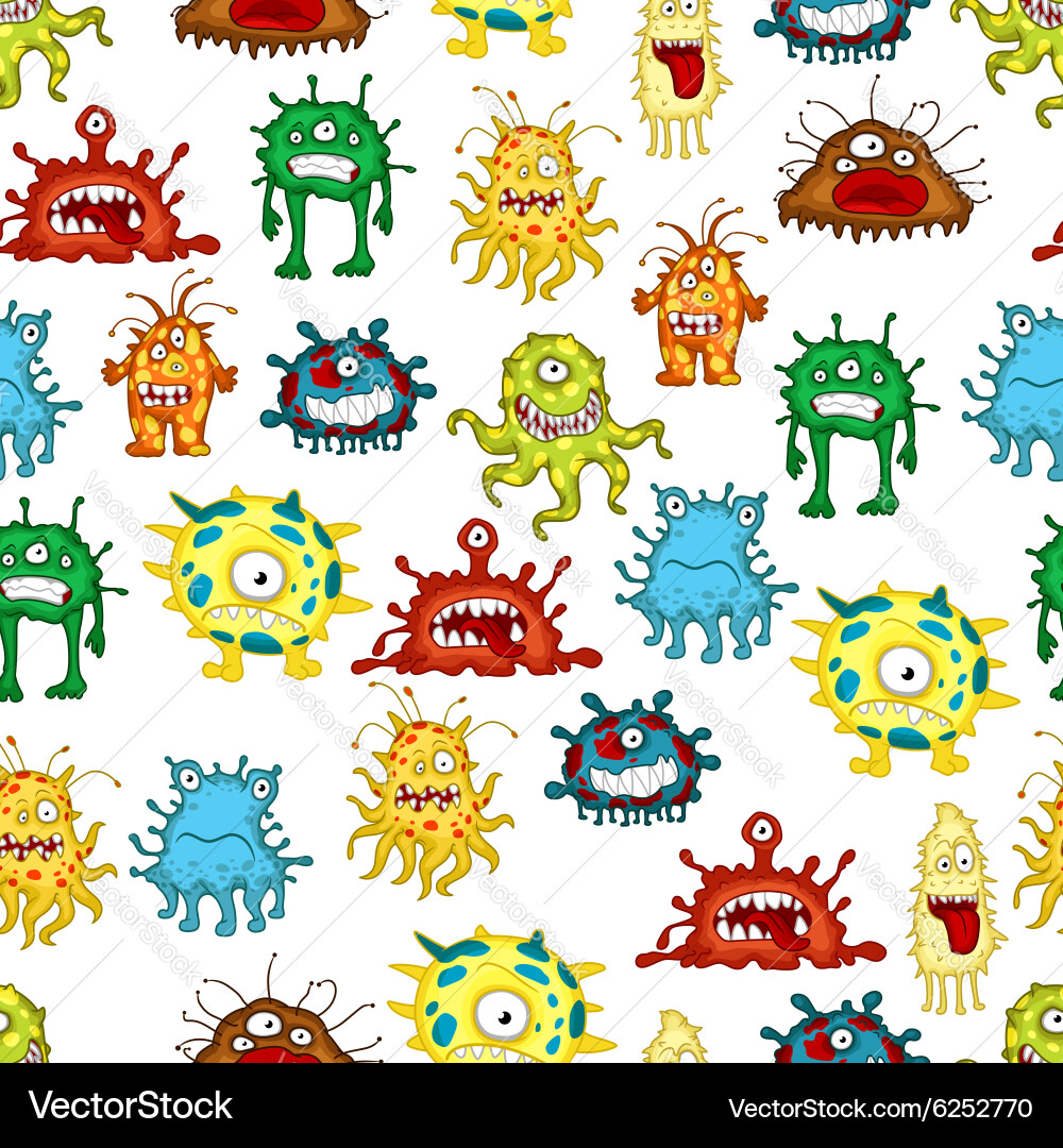 Seamless pattern of ugly cartoon monsters Vector Image