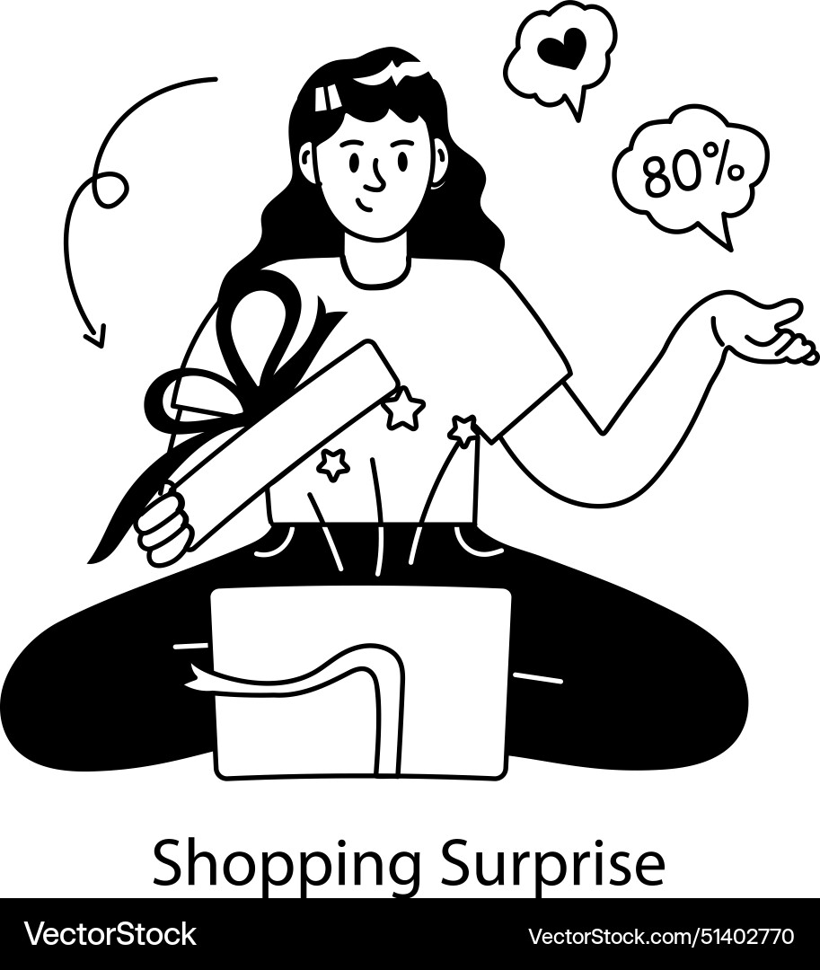 Shopping surprise Royalty Free Vector Image - VectorStock