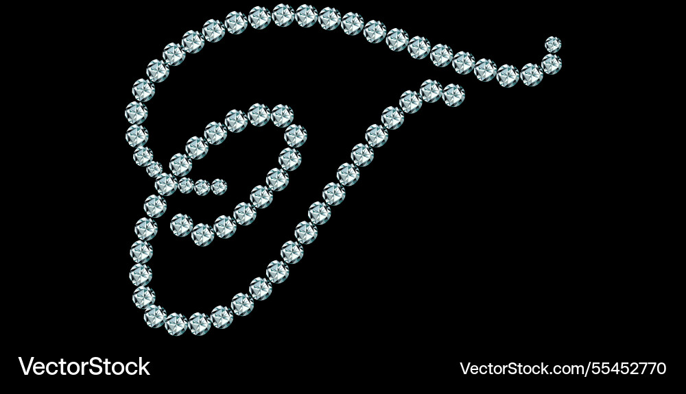 Silver rhinestone diamonds alphabet letter t Vector Image