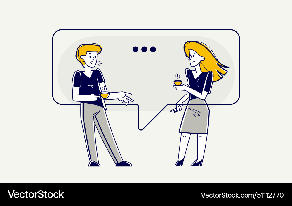 Young man and woman having a dialog about work Vector Image