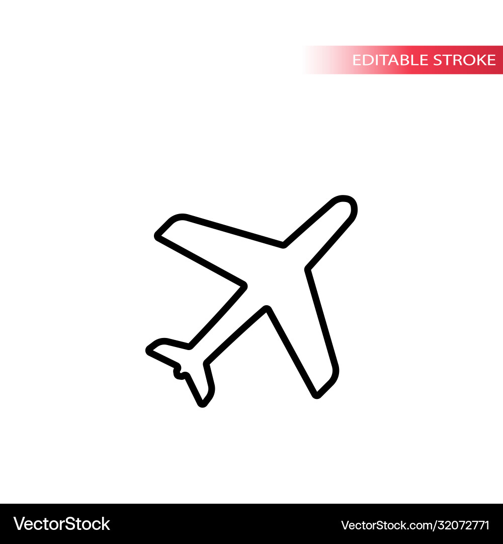 Airplane black outline icon Royalty Free Vector Image