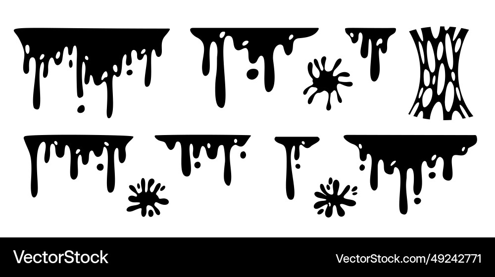 Black Drips & Melted Liquids Royalty Free Vector Image
