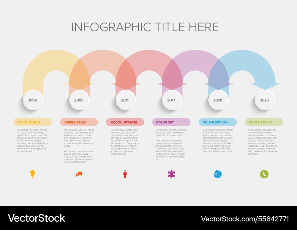 Colorful timeline infographic with big milestones Vector Image
