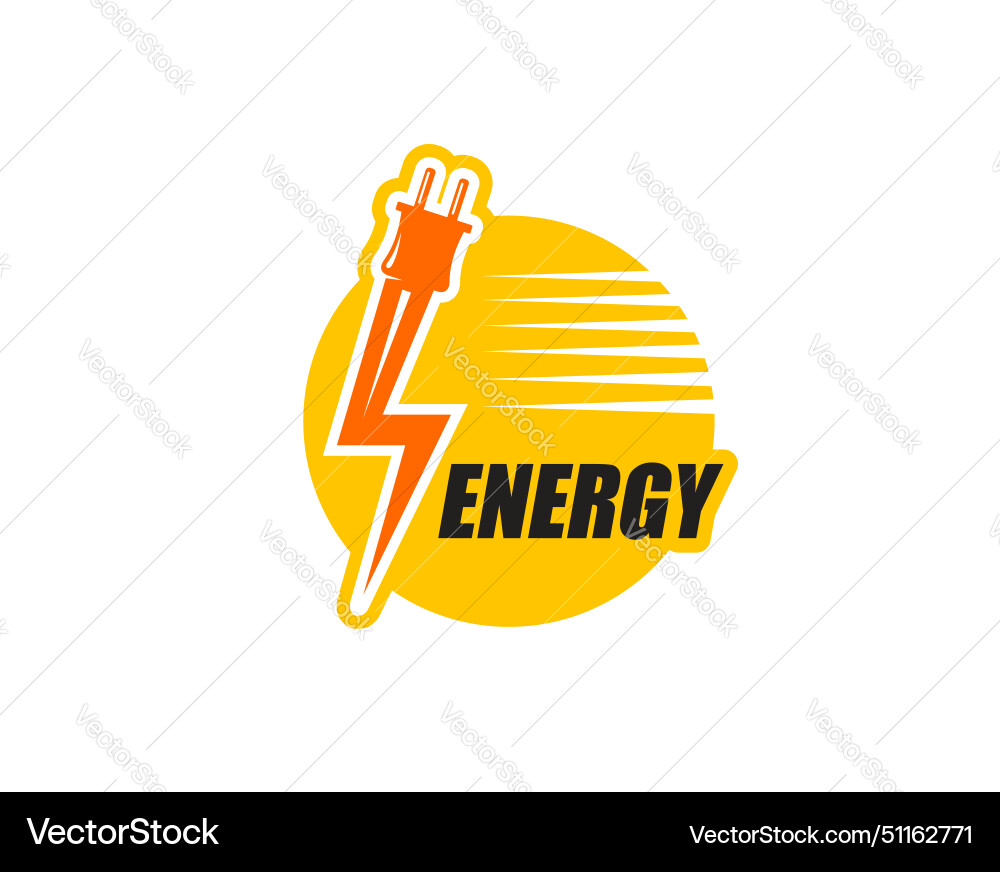 Electric energy icon power plug lightning cable Vector Image