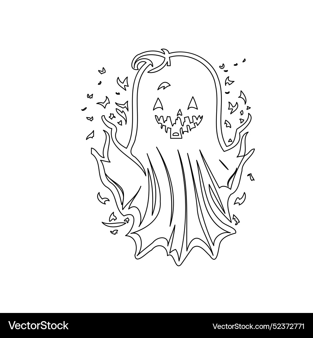Ghost halloween scary outline sketch Royalty Free Vector