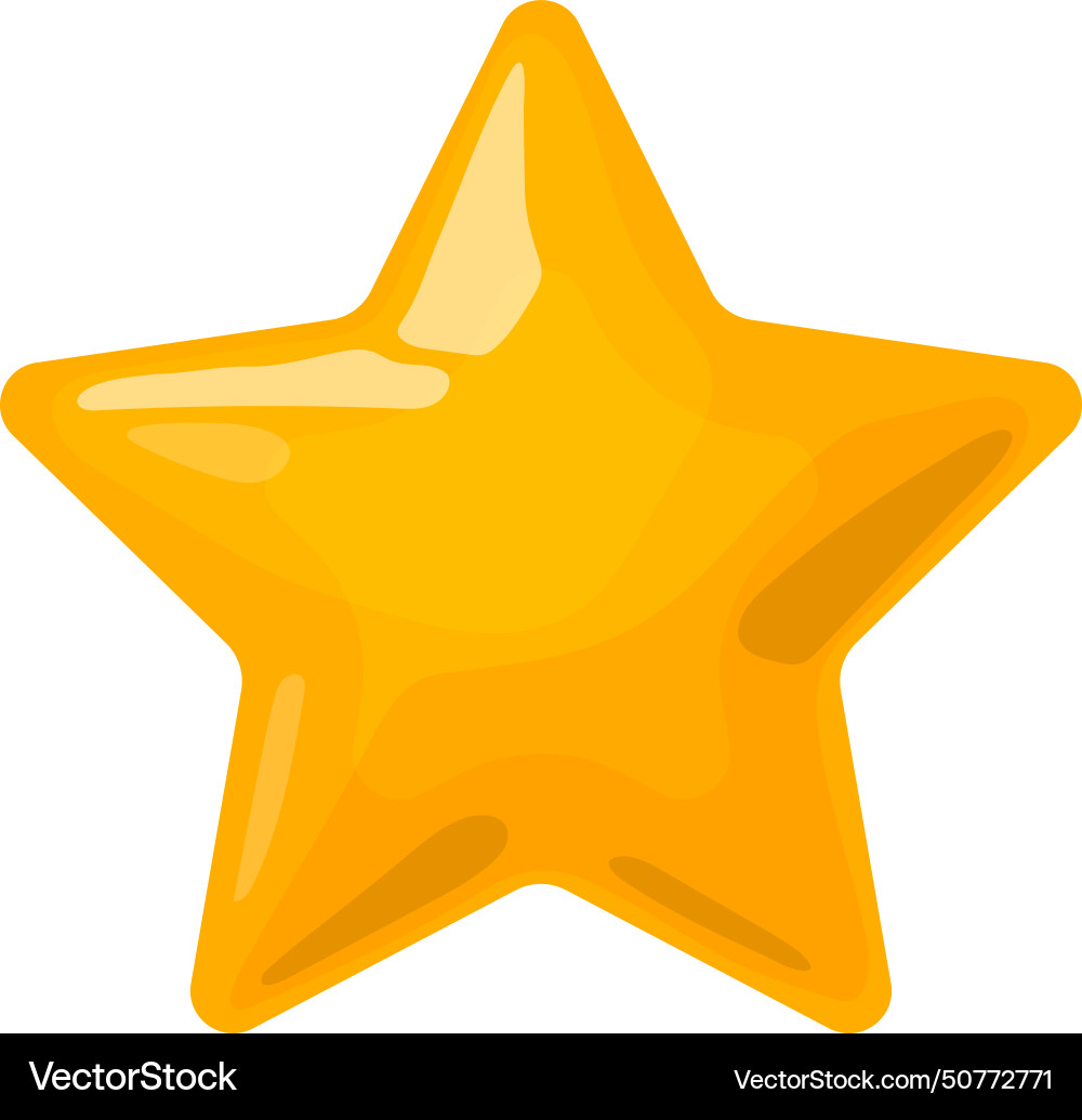 Golden star cartoon icon glossy ui element Vector Image