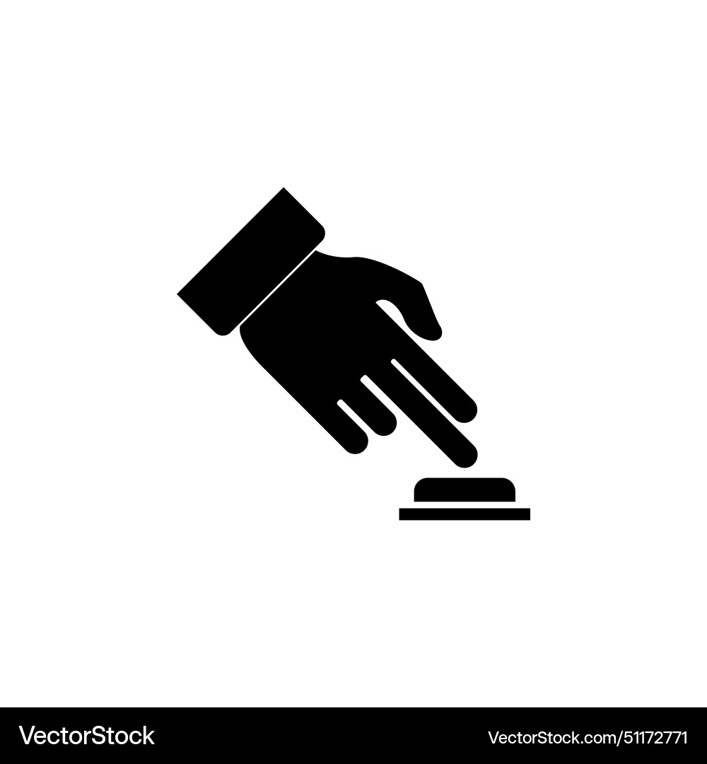 Hand push alarm button flat icon Royalty Free Vector Image