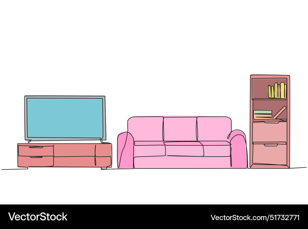 Single continuous line drawing stylish room Vector Image