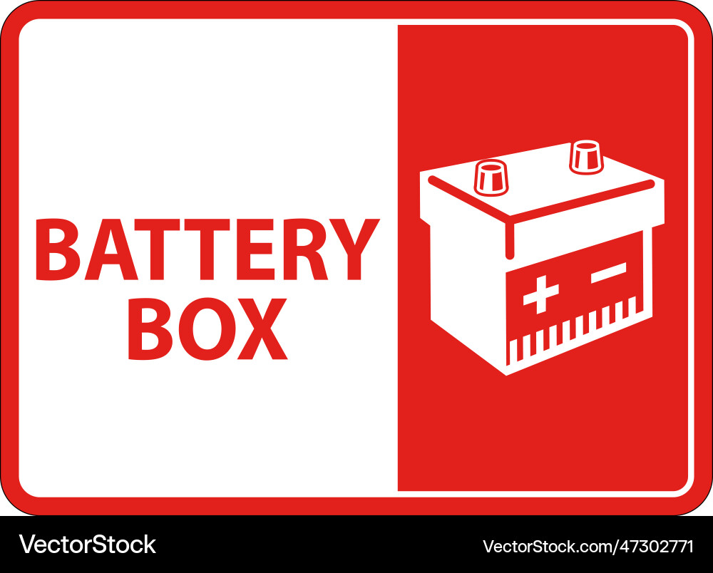 Symbol battery sign box on white Royalty Free Vector Image