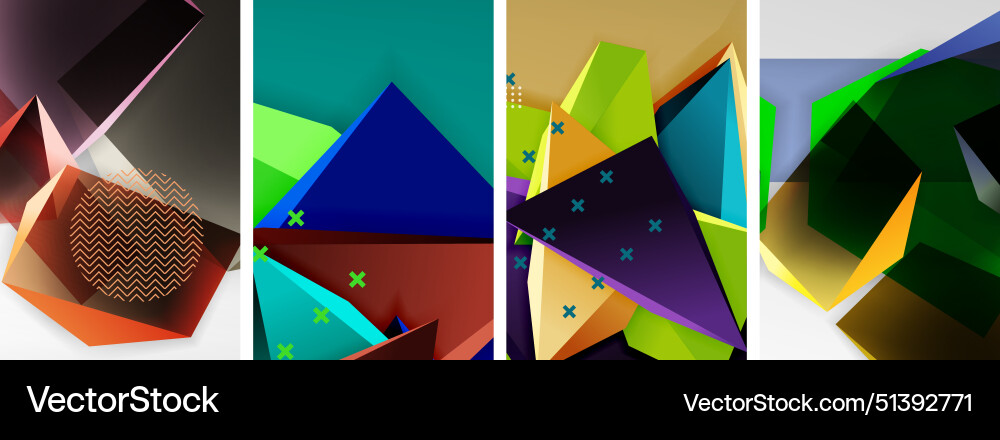 Trendy low poly 3d triangle shapes and other Vector Image