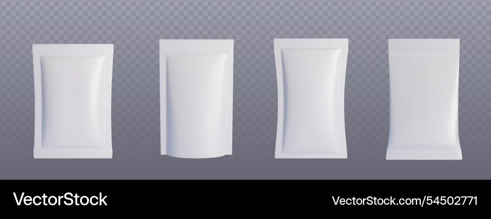 White pouch bag mockup on transparent background Vector Image