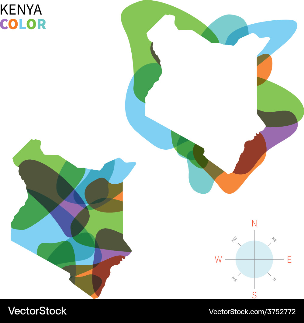 Abstract color map of kenya Royalty Free Vector Image