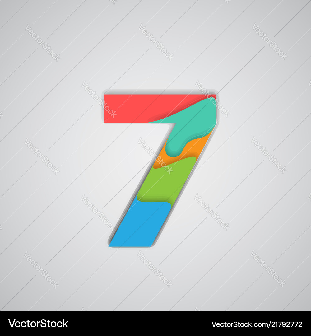Colorful papercut layered number Royalty Free Vector Image