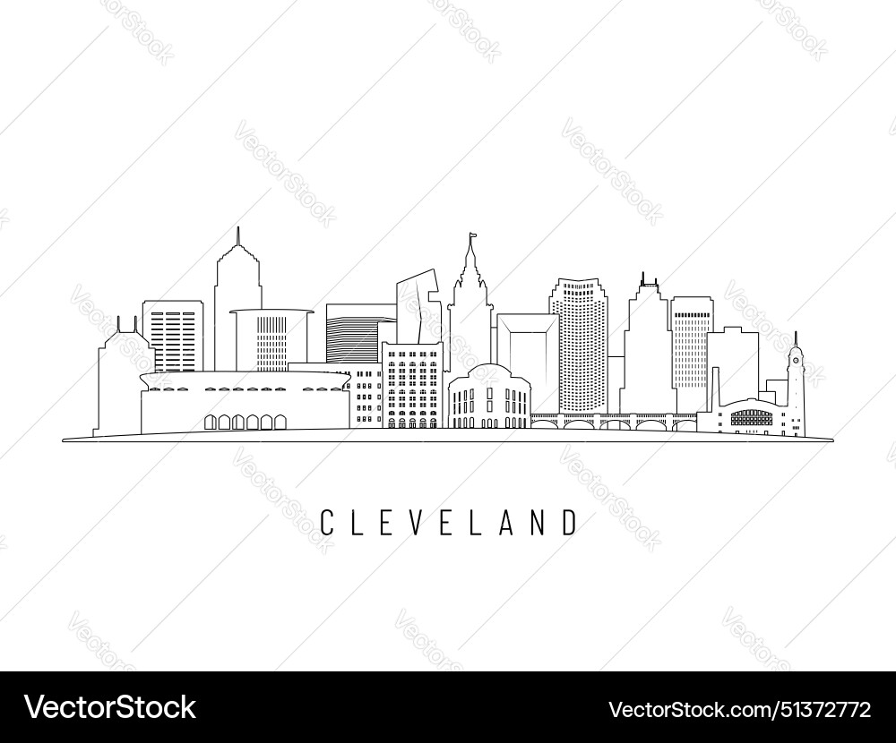 Detailed cleveland skyline Royalty Free Vector Image