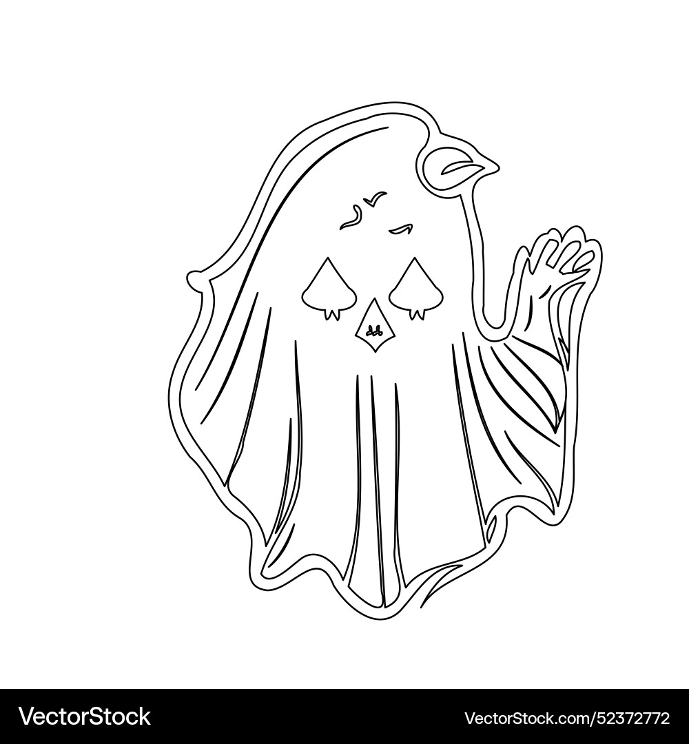 Ghost halloween scary outline sketch Royalty Free Vector