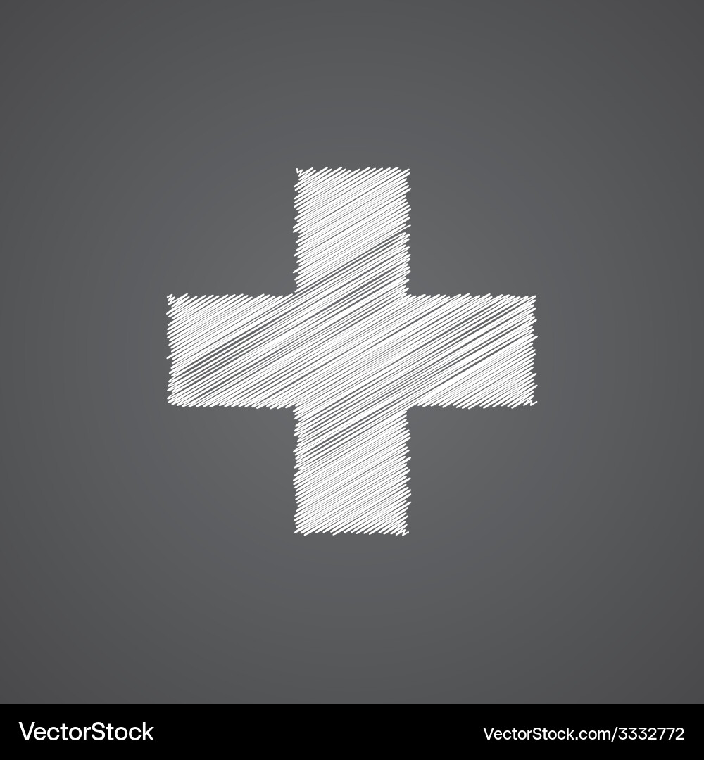 Plus sketch logo doodle icon Royalty Free Vector Image