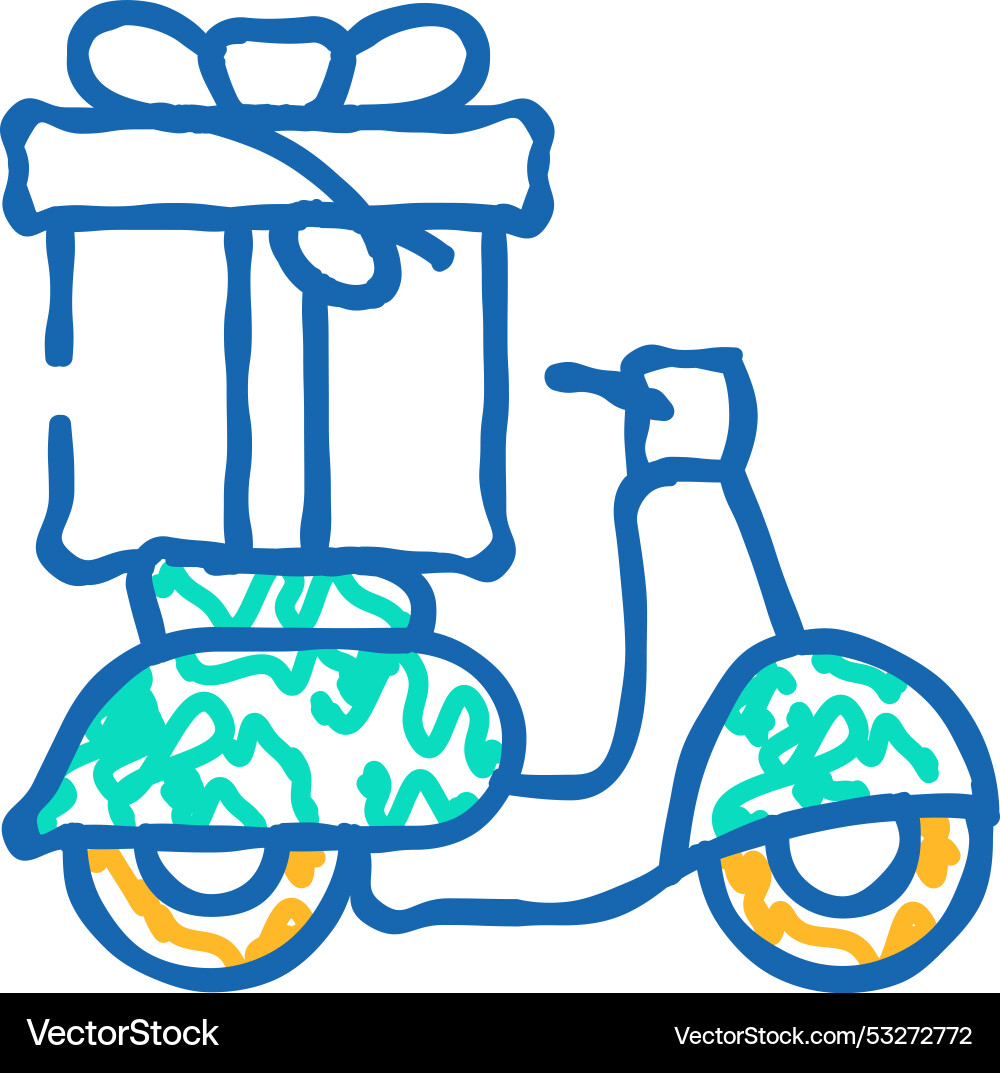 Scooter gift icon doodle Royalty Free Vector Image