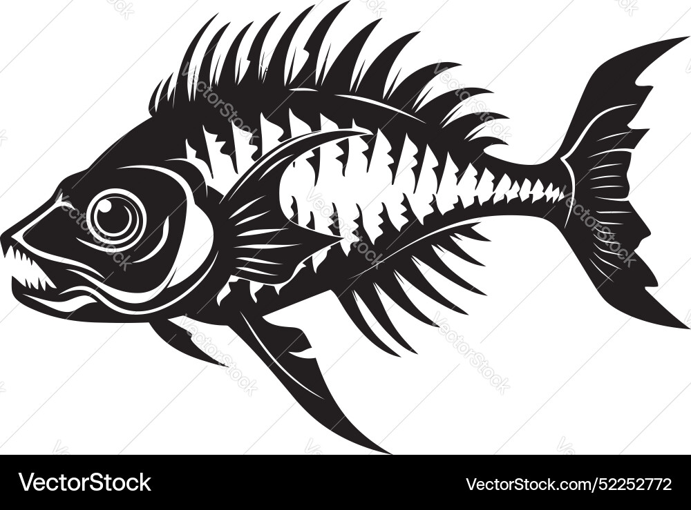 Shadowy spine iconic black predator fish skeleton Vector Image