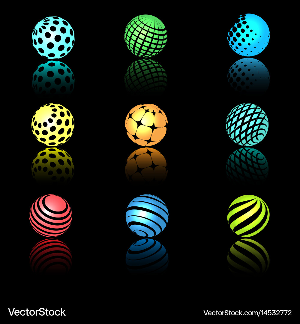 Sphere 3d objects with texture Royalty Free Vector Image